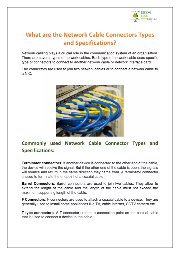 PPT - What are the Network Cable Connectors Types and Specifications ...