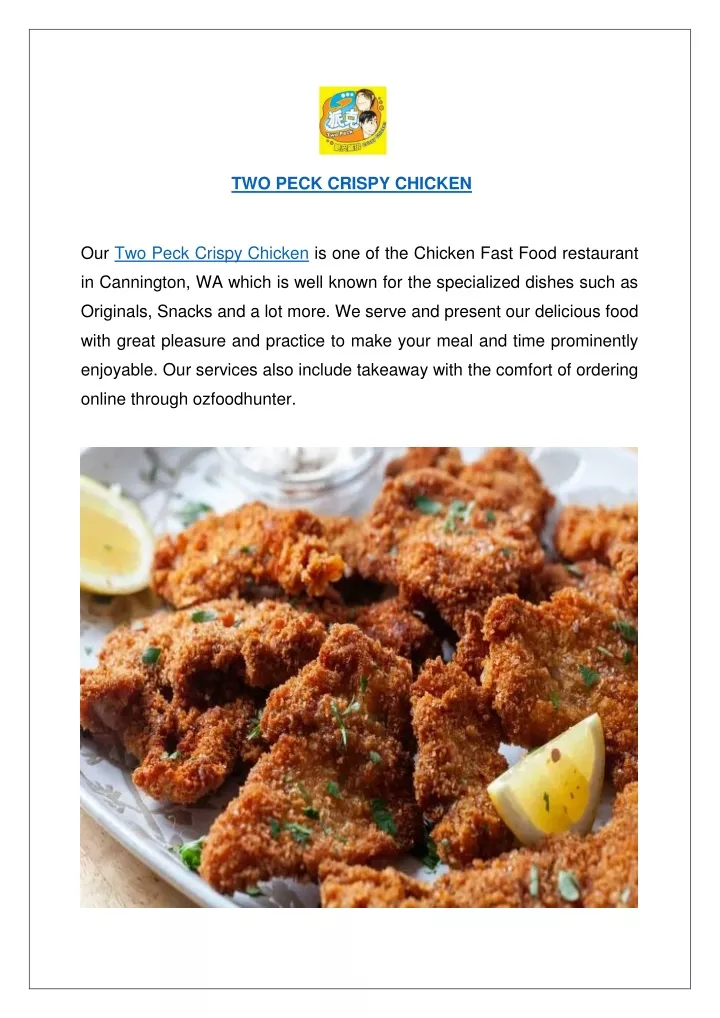 PPT - Up to 10% offer order now - Two Peck Crispy Chicken PowerPoint ...