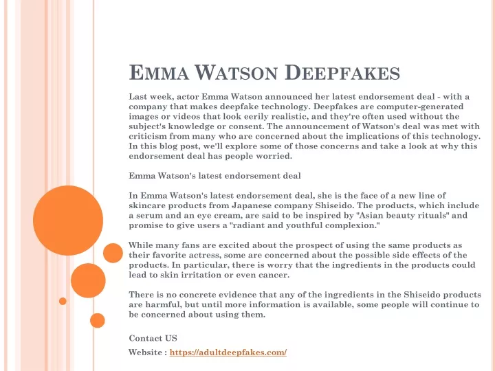 PPT - Emma Watson Deepfakes PowerPoint Presentation, free download - ID:11871334