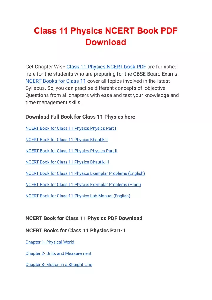 PPT - Class 11 Physics ncert book pdf download PowerPoint Presentation ...
