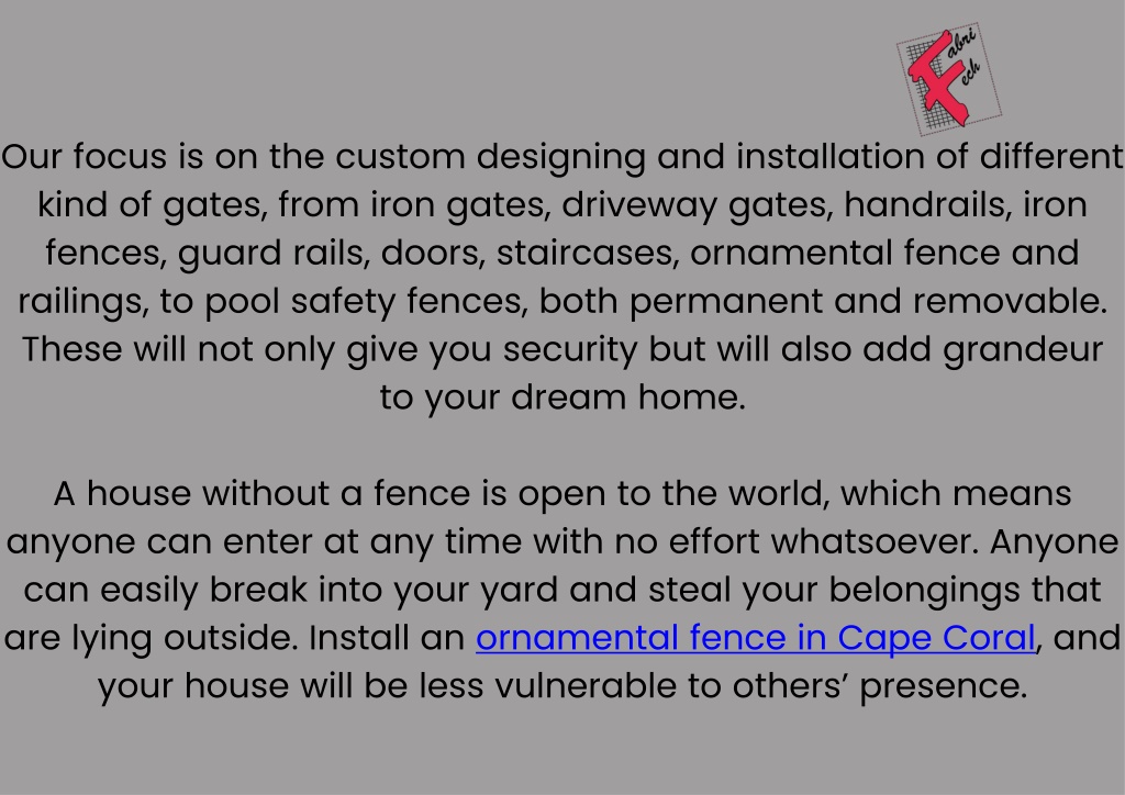 PPT - Ornamental Fence In Cape Coral | Fabri-Tech Screens PowerPoint ...