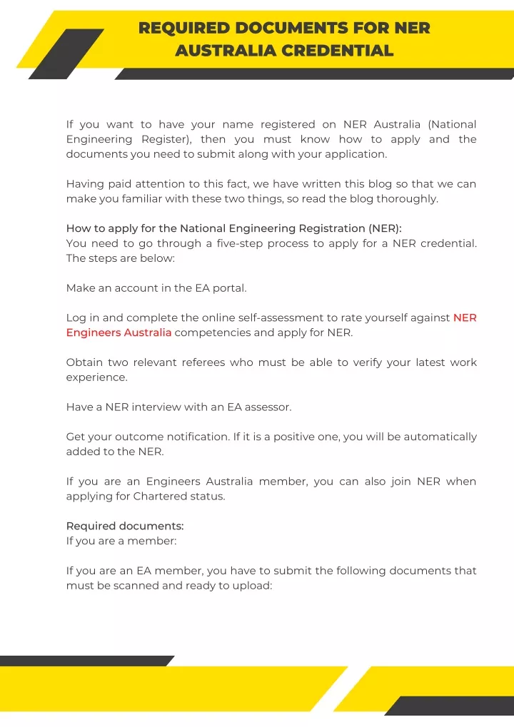 PPT - Required Documents For NER Australia Credential PowerPoint ...
