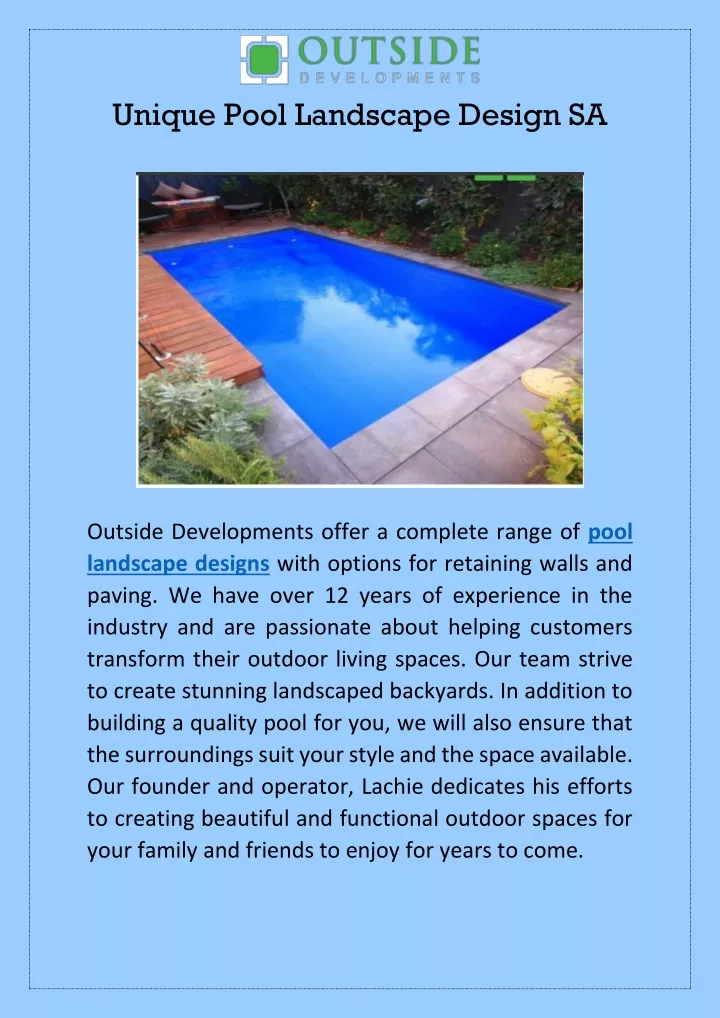 PPT - Unique Pool Landscape Design SA PowerPoint Presentation, free ...