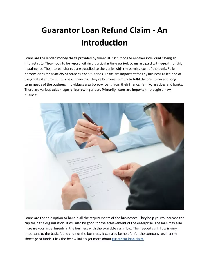 PPT - Guarantor Loan Refund Claim PowerPoint Presentation, free ...