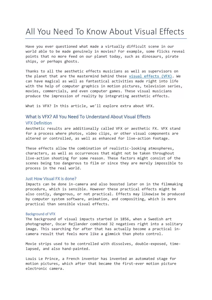 PPT - All You Need To Know About Visual Effects PowerPoint Presentation ...