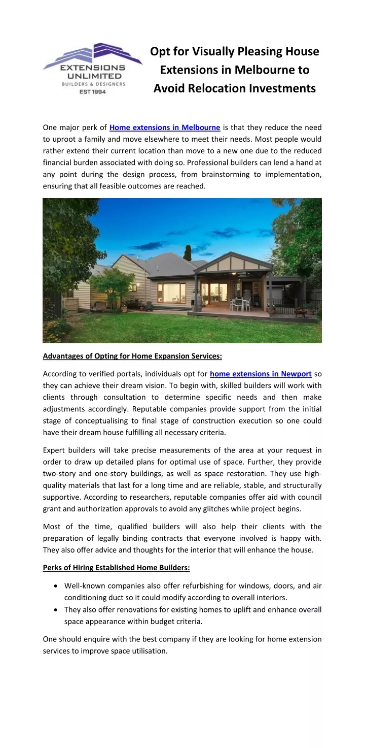 PPT - Opt for Visually Pleasing House Extensions in Melbourne to Avoid ...