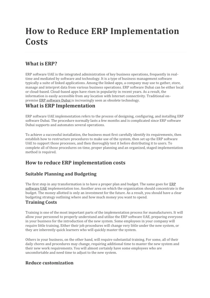 PPT - How to Reduce ERP Implementation Costs PowerPoint Presentation, free download - ID:11879151