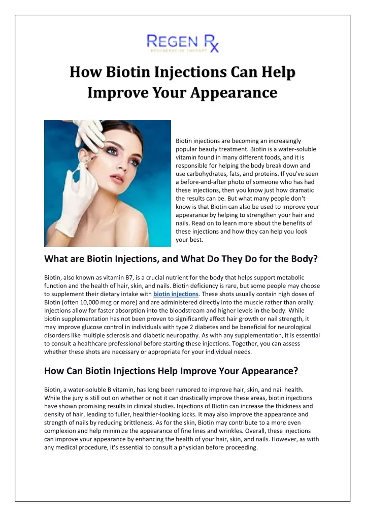 PPT - How Biotin Injections Can Help Improve Your Appearance PowerPoint ...