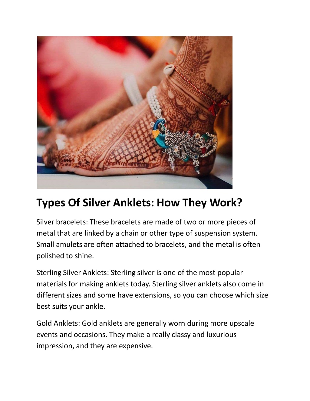 PPT - Stunning benefits of wearing silver anklets in astrology ...