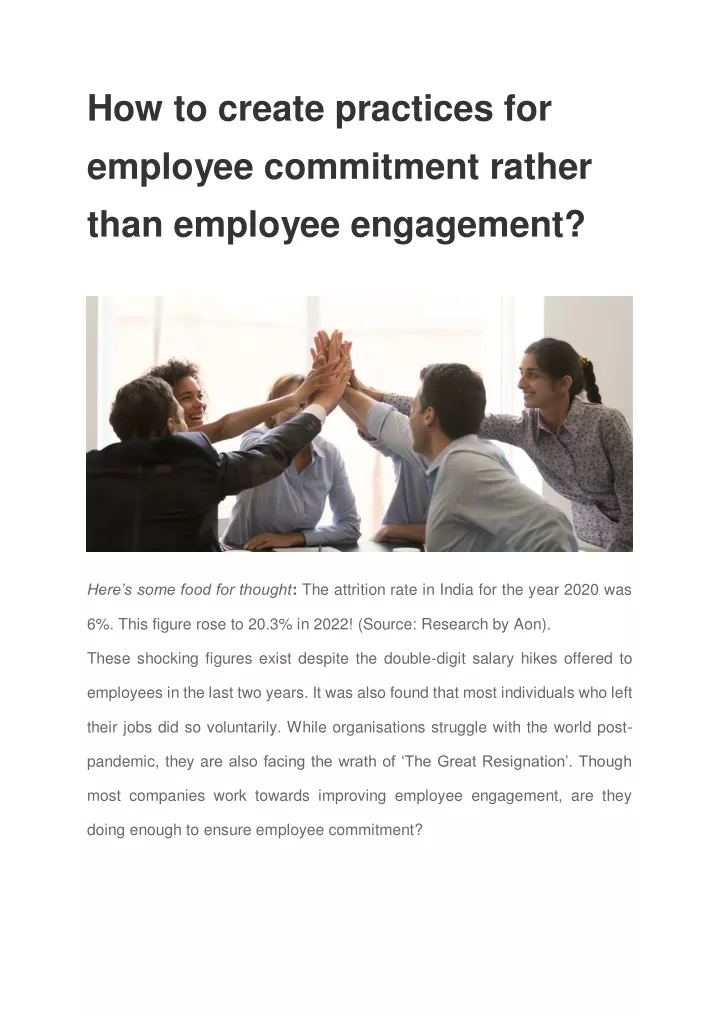 PPT - How to create practices for employee commitment rather than employee engagement PowerPoint ...