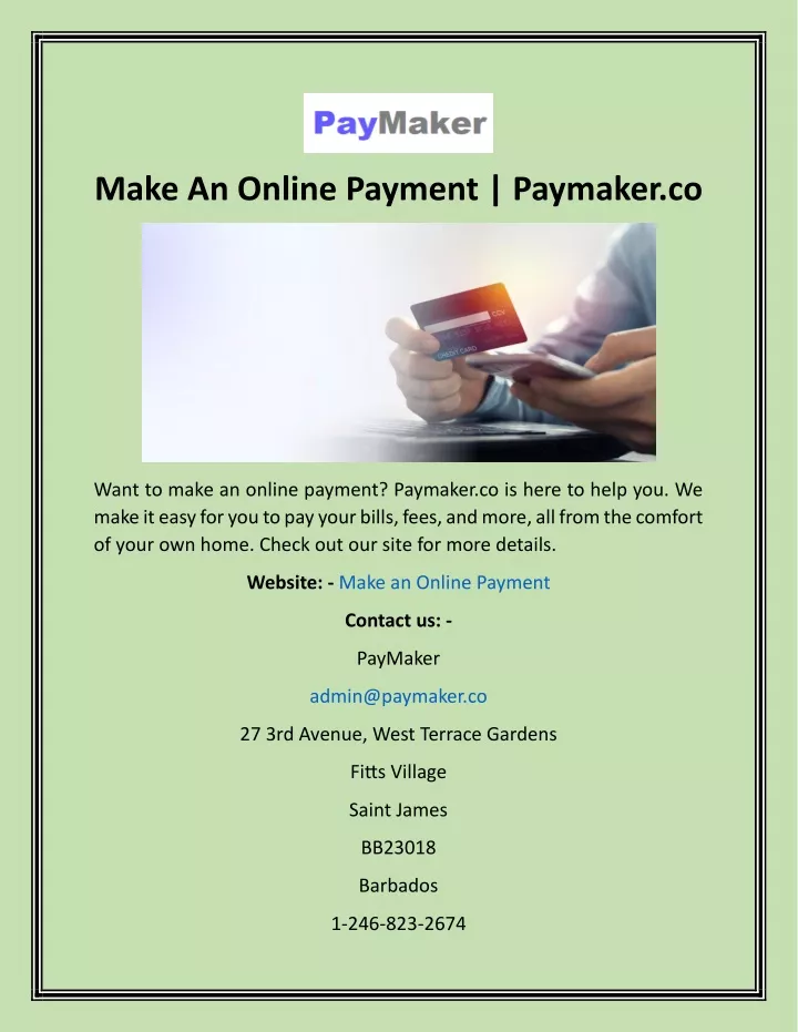 PPT - Make An Online Payment Paymaker.co PowerPoint Presentation, free download - ID:11884178