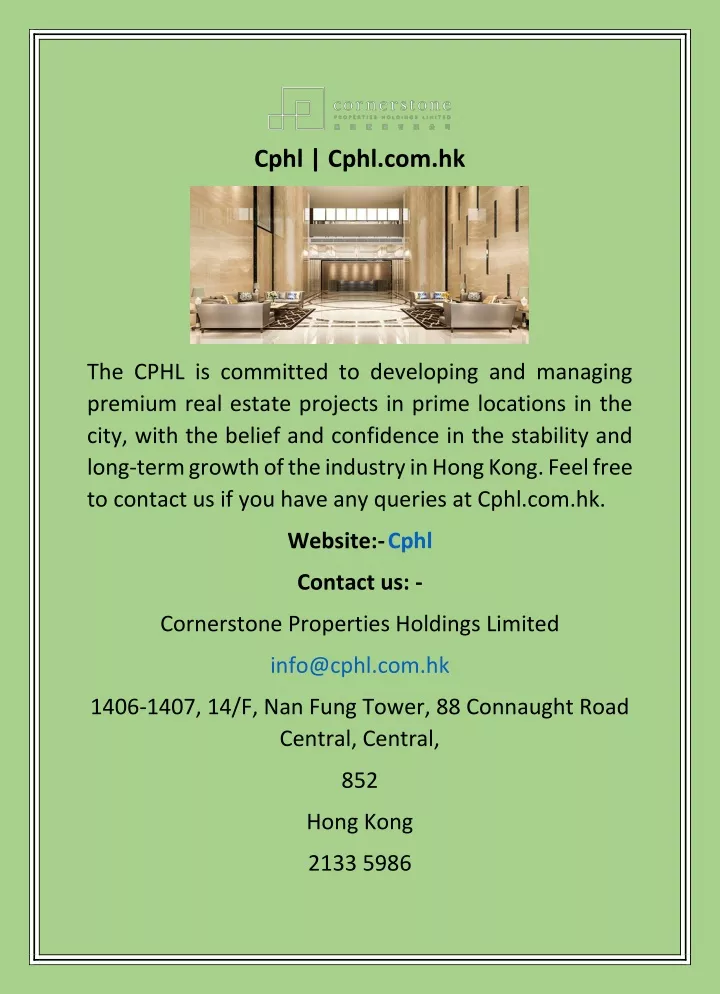 PPT - Cphl | Cphl.com.hk PowerPoint Presentation, free download - ID ...