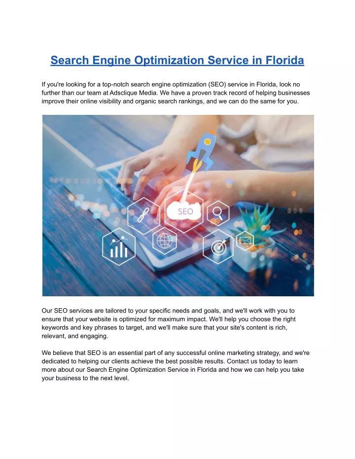 PPT - Search Engine Optimization Service in Florida PowerPoint ...