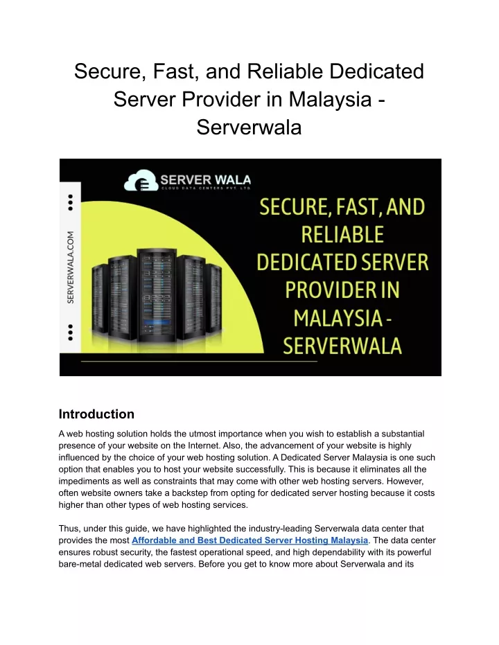 PPT - Secure, Fast, and Reliable Dedicated Server Provider in Malaysia ...
