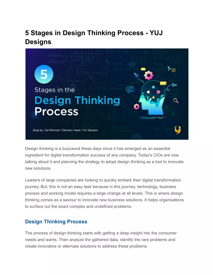 PPT - 5 Stages in Design Thinking Process - YUJ Designs PowerPoint ...
