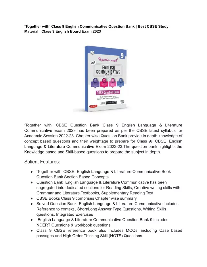 PPT - ‘Together with’ Class 9 English Communicative _ Best CBSE Study ...