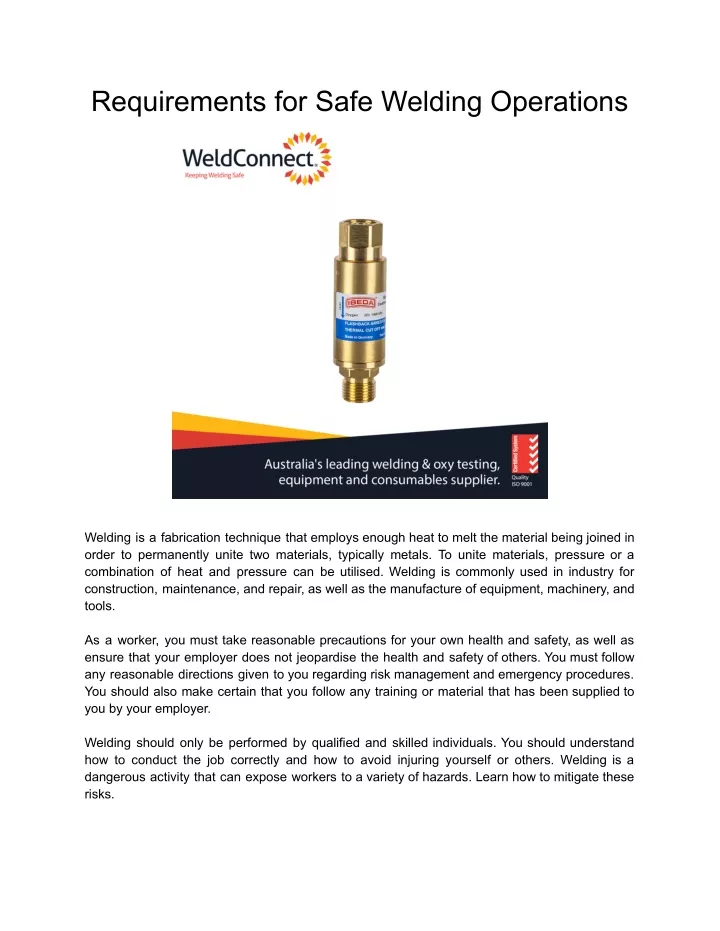 PPT - Requirements for Safe Welding Operations PowerPoint Presentation - ID:11888006