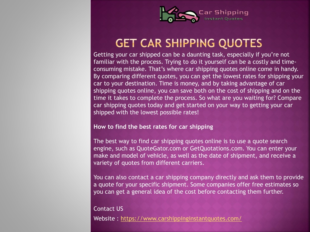 PPT - Car Shipping Quotes Online PowerPoint Presentation, free download ...