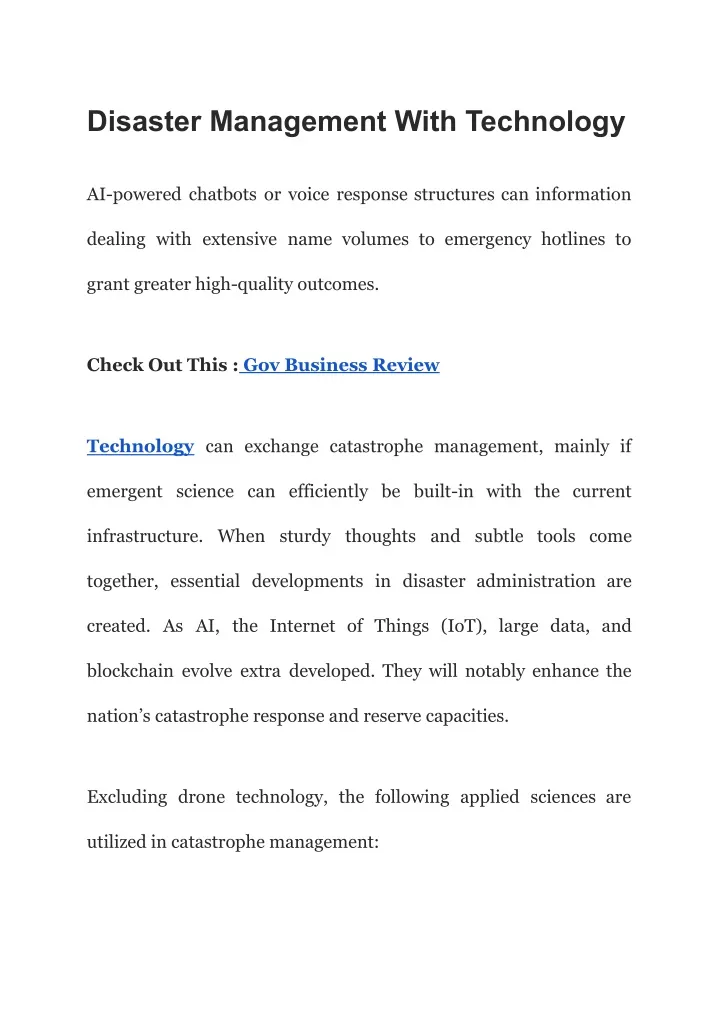 PPT - Disaster Management With Technology PowerPoint Presentation, free ...