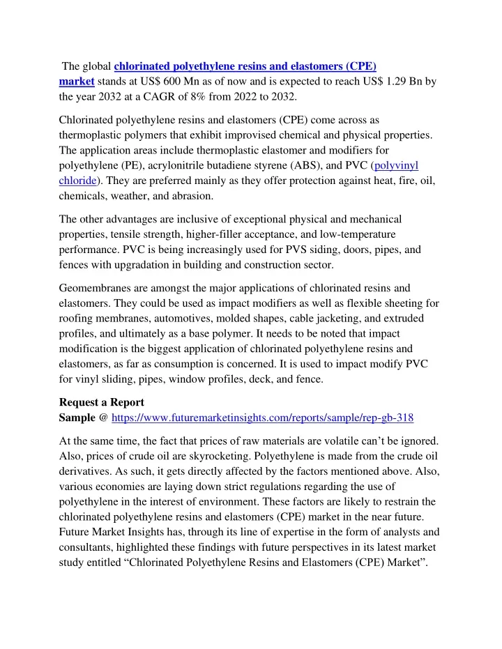 PPT - Chlorinated Polyethylene Resins and Elastomers (CPE) Market Size ...