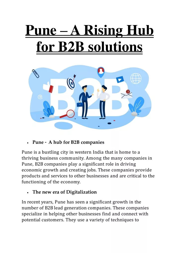 PPT - Pune – A Rising Hub for B2B solutions PowerPoint Presentation, free download - ID:11890680