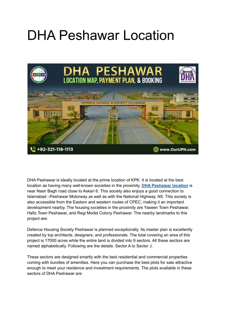 PPT - DHA Peshawar Location PowerPoint Presentation, free download - ID ...