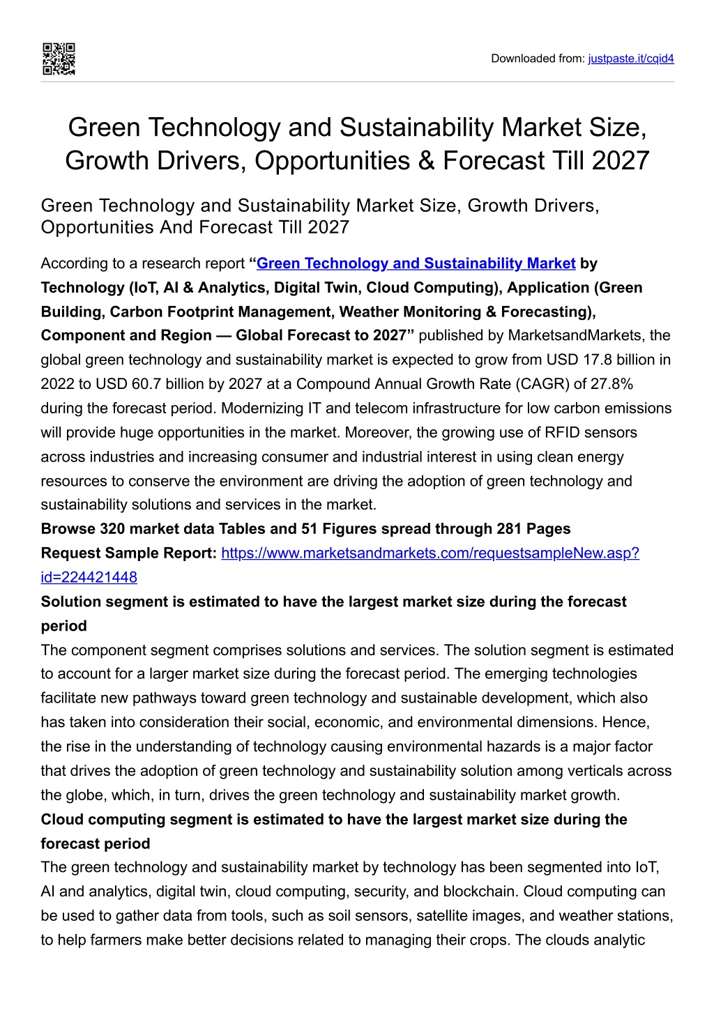 PPT - Green Technology and Sustainability Market Size, Growth Drivers ...