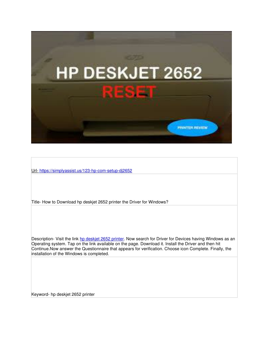 PPT - How to Download hp deskjet 2652 printer the Driver for Windows ...