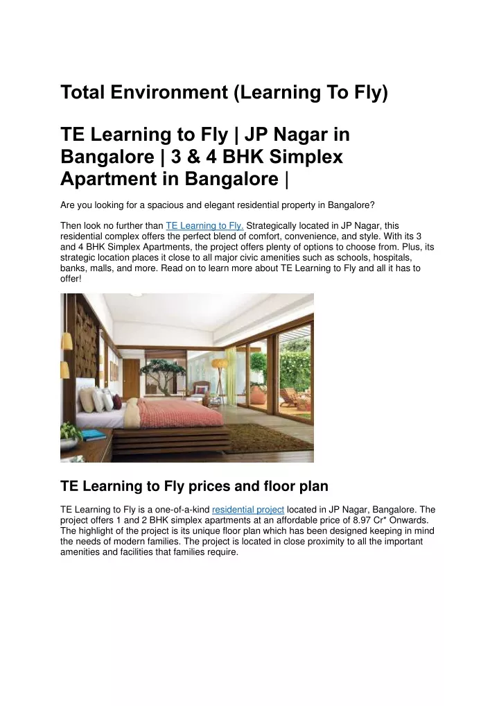 PPT - TE Learning to Fly | JP Nagar in Bangalore | 3&4 BHK Simplex ...