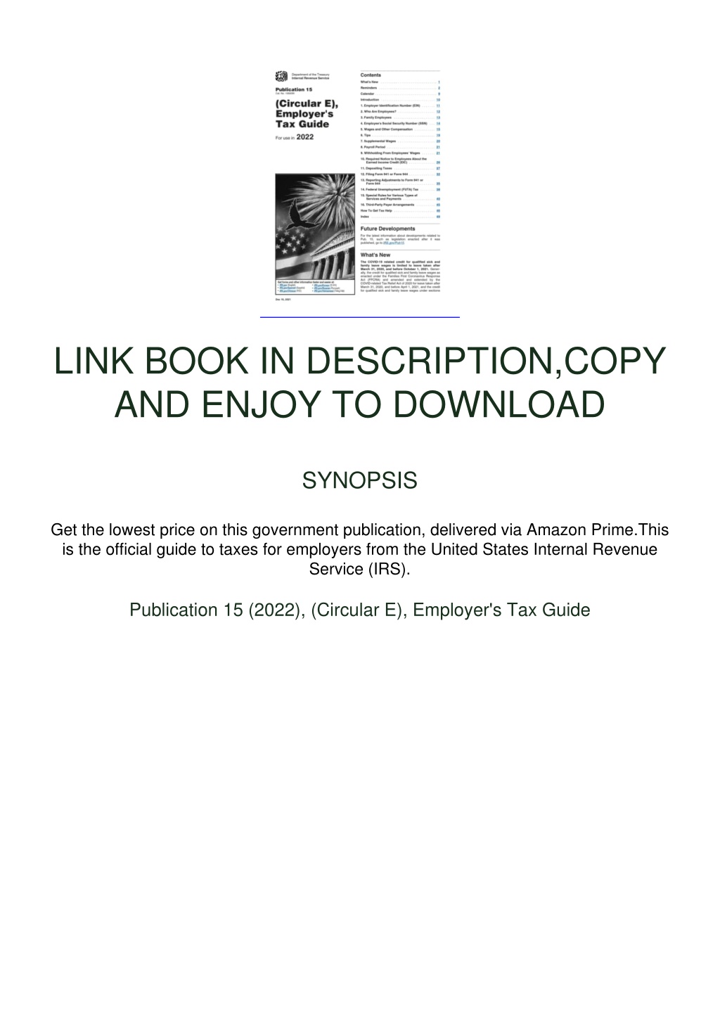 PPT - ((eBOOK) Publication 15 (2022), (Circular E), Employer's Tax ...