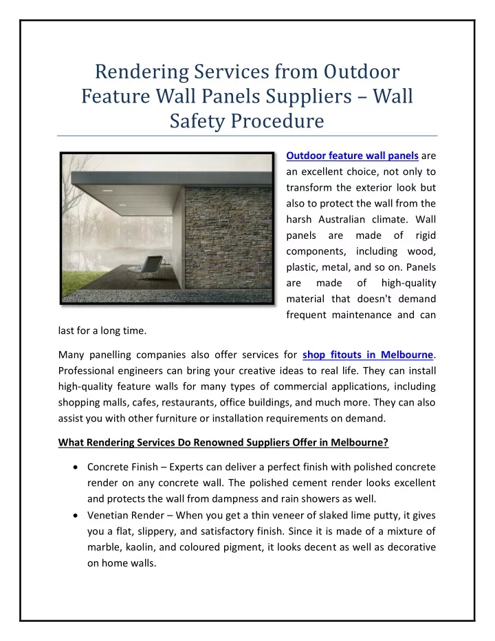 PPT - Rendering Services from Outdoor Feature Wall Panels Suppliers ...