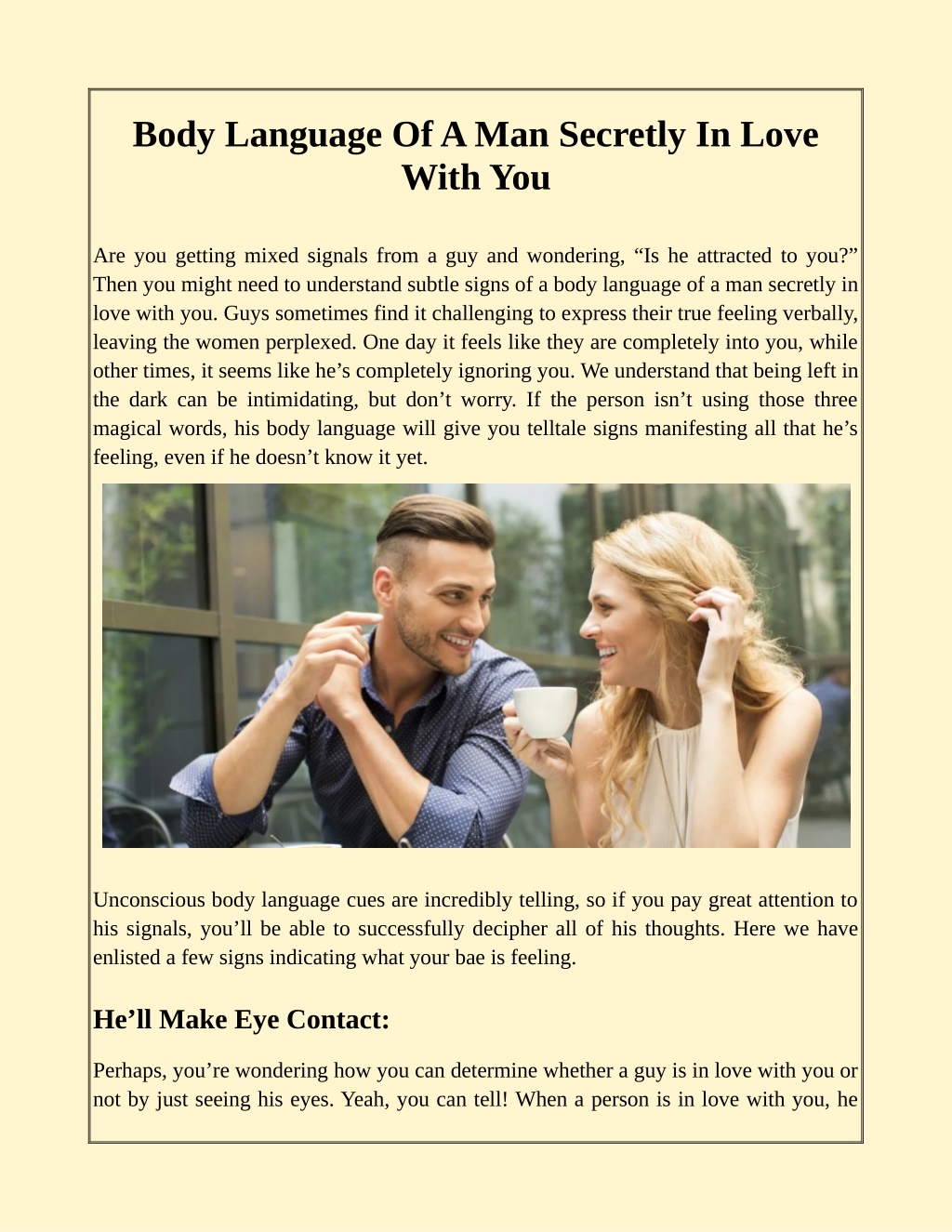 Ppt Body Language Signs He Secretly Likes You Powerpoint Presentation