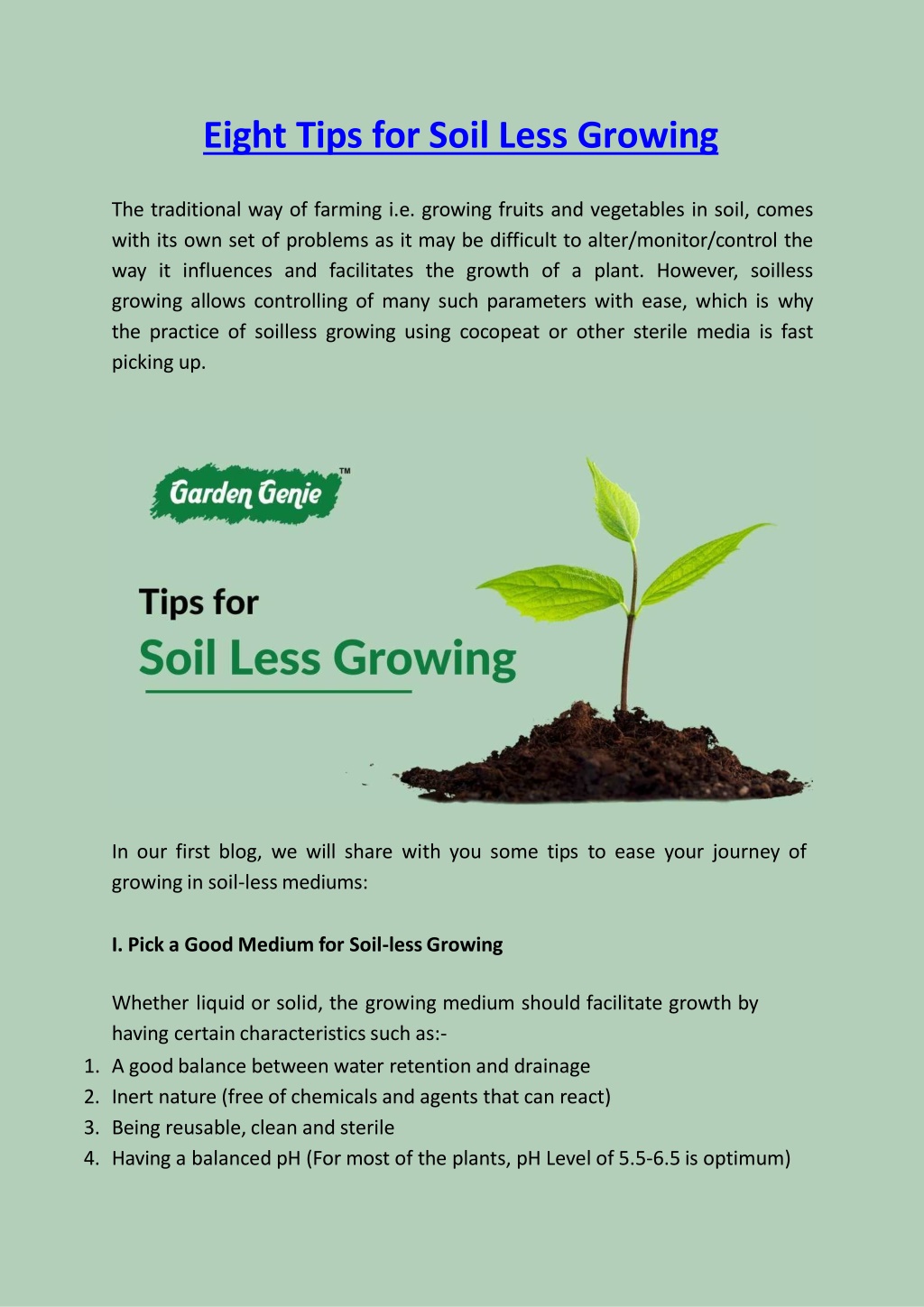 PPT - Eight Tips for Soil Less Growing – Garden Genie PowerPoint ...