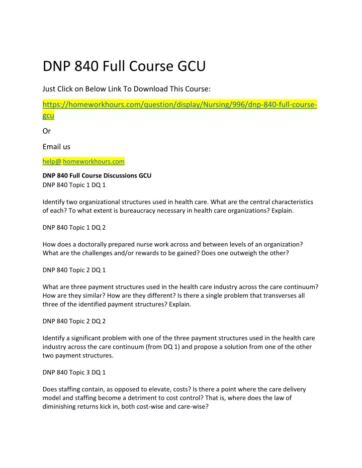 PPT - DNP 840 Full Course GCU PowerPoint Presentation, free download ...