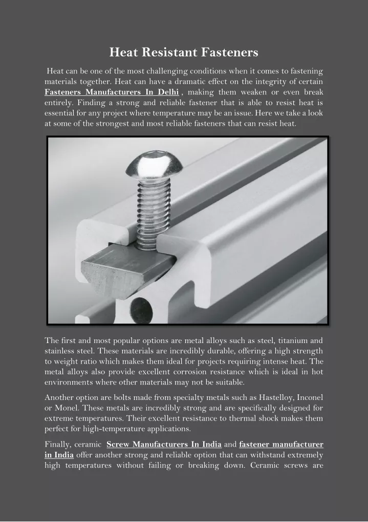 PPT - Heat Resistant Fasteners PowerPoint Presentation, free download ...