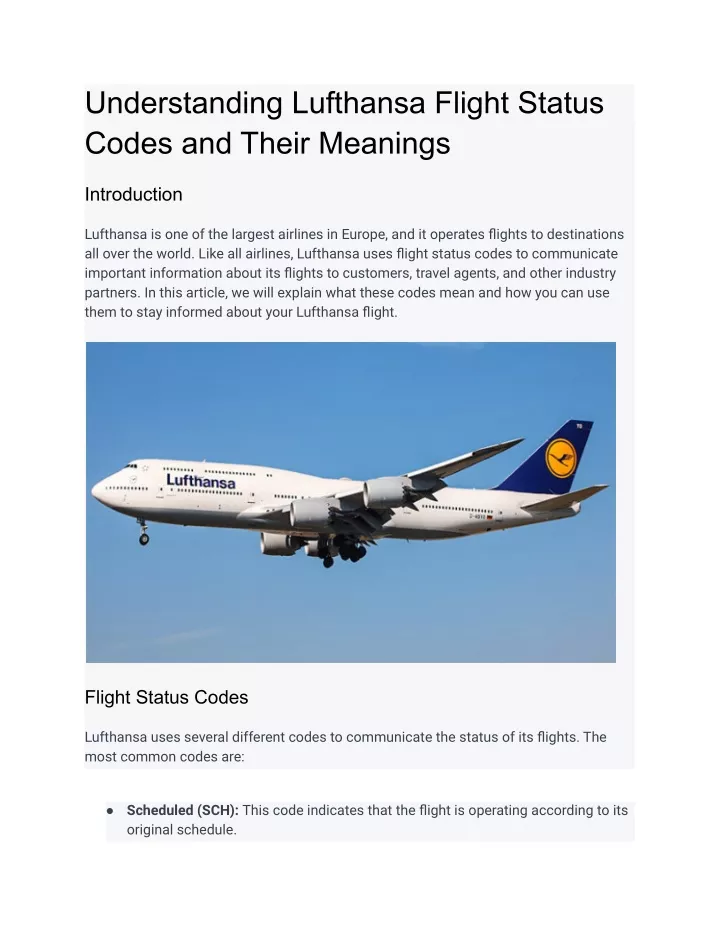 PPT - Understanding Lufthansa Flight Status Codes and Their Meanings ...