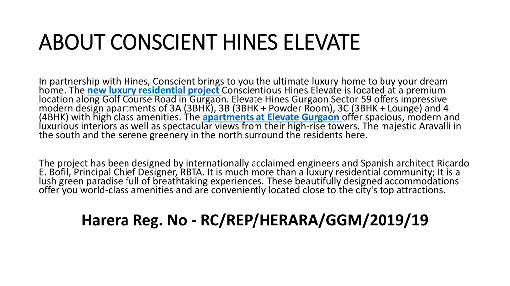 PPT - Conscient Hines Elevate | Price Starts @ ₹ 3.25 CR* | Download Brochure & Price PowerPoint ...