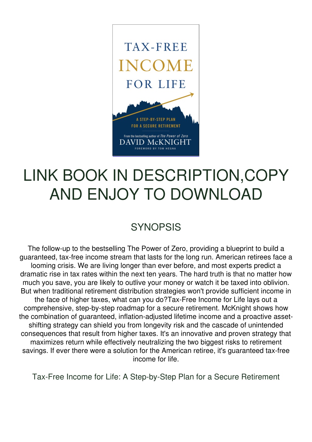 PPT - ^EBOOK FULL (D!ownload ) Tax-Free Income for Life: A Step-by-Step ...