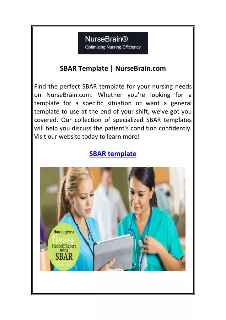 PPT - SBAR Template NurseBrain.com PowerPoint Presentation, free ...