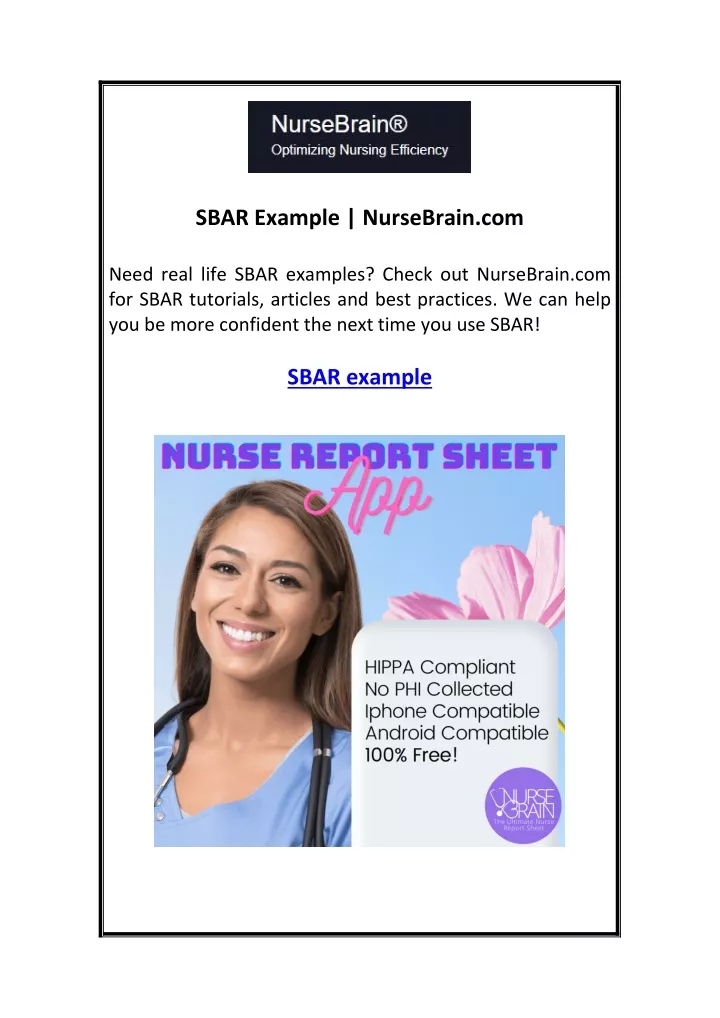 PPT - SBAR Example NurseBrain.com PowerPoint Presentation, free ...