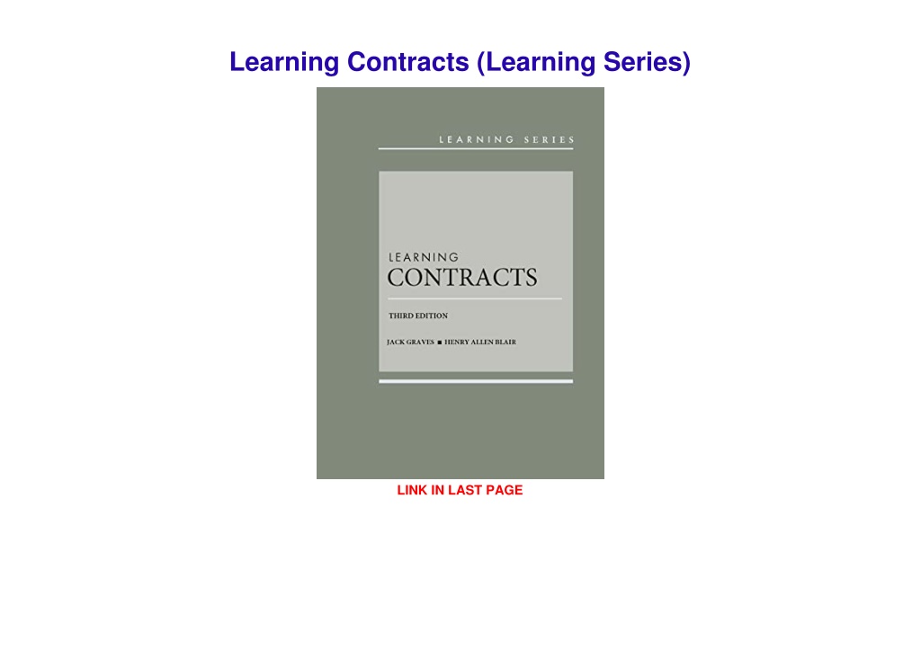PPT - get [pdf] download Learning Contracts (Learning Series ...
