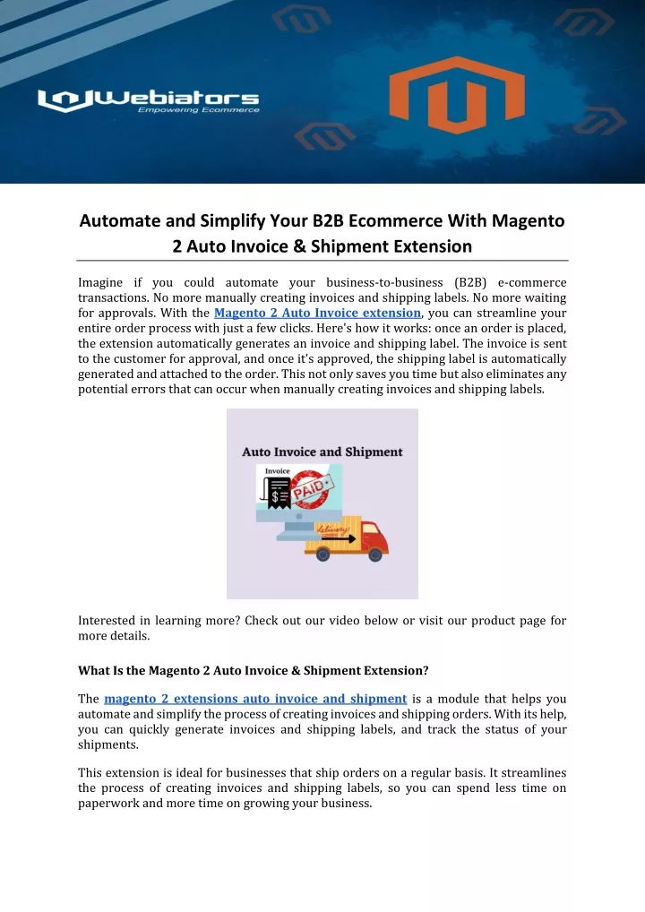 PPT - Automate and Simplify Your B2B Ecommerce With Magento 2 Auto Invoice & Shipment PowerPoint ...