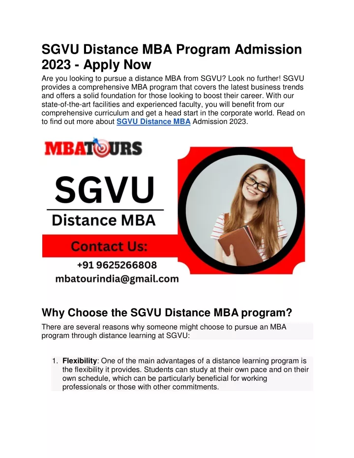 PPT - SGVU Distance MBA Program Admission 2023 PowerPoint Presentation ...