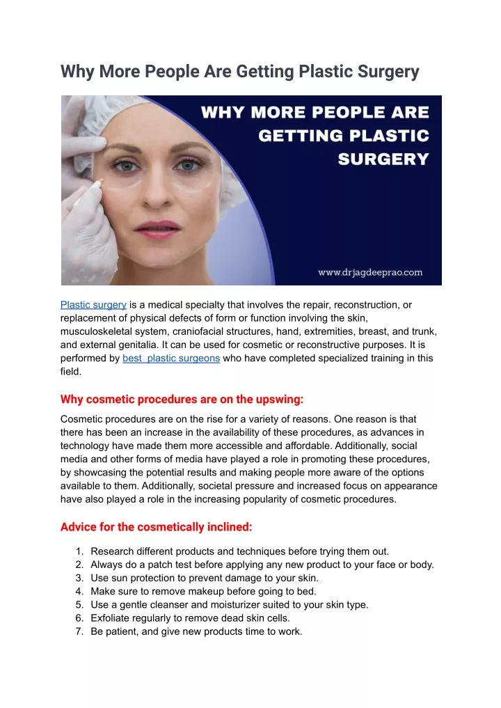 PPT - Why More People Are Getting Plastic Surgery PowerPoint ...