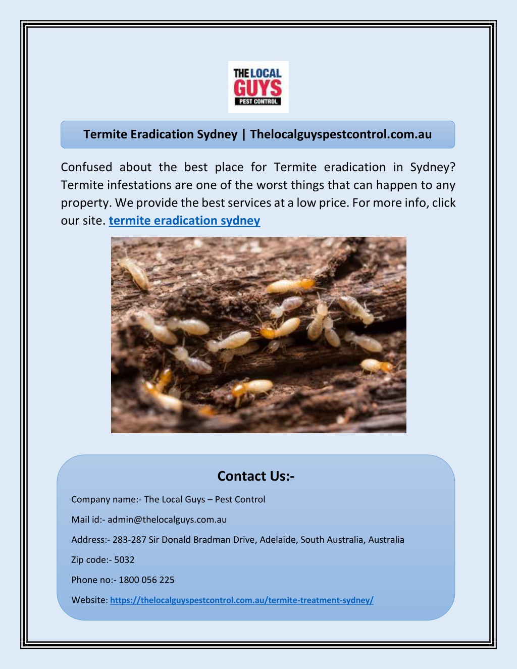 PPT - Termite Eradication Sydney | Thelocalguyspestcontrol.com.au ...
