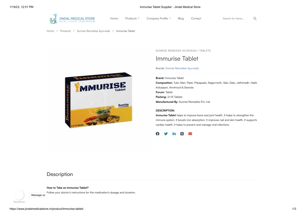 PPT - Immurise Tablet PowerPoint Presentation, free download - ID:11906497