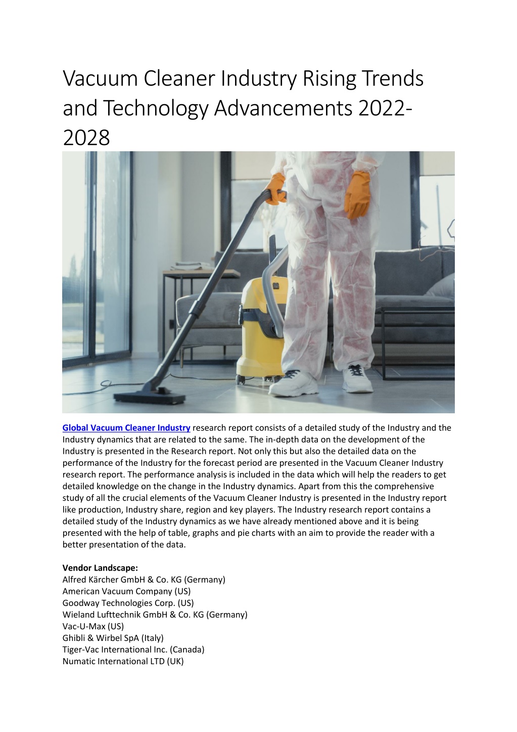 PPT - Vacuum Cleaner Industry Rising Trends and Technology Advancements ...