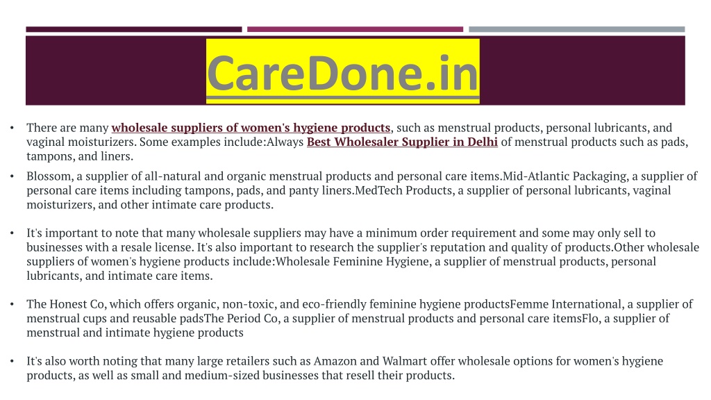 PPT - Take care of your hygiene with our Women’s Hygiene Lineup by ...