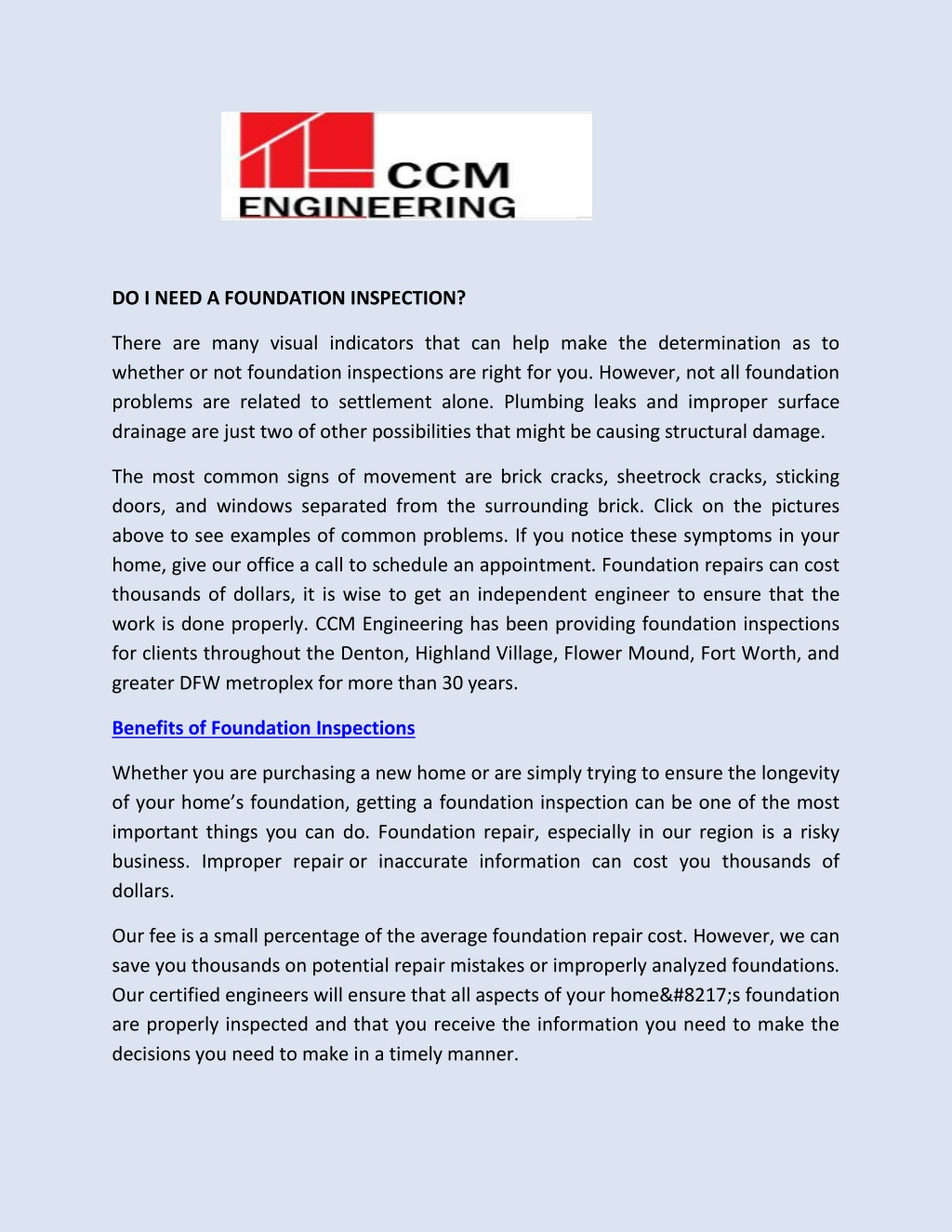 PPT - Commercial Foundation Inspections Company in Dallas, TX - CCM ...