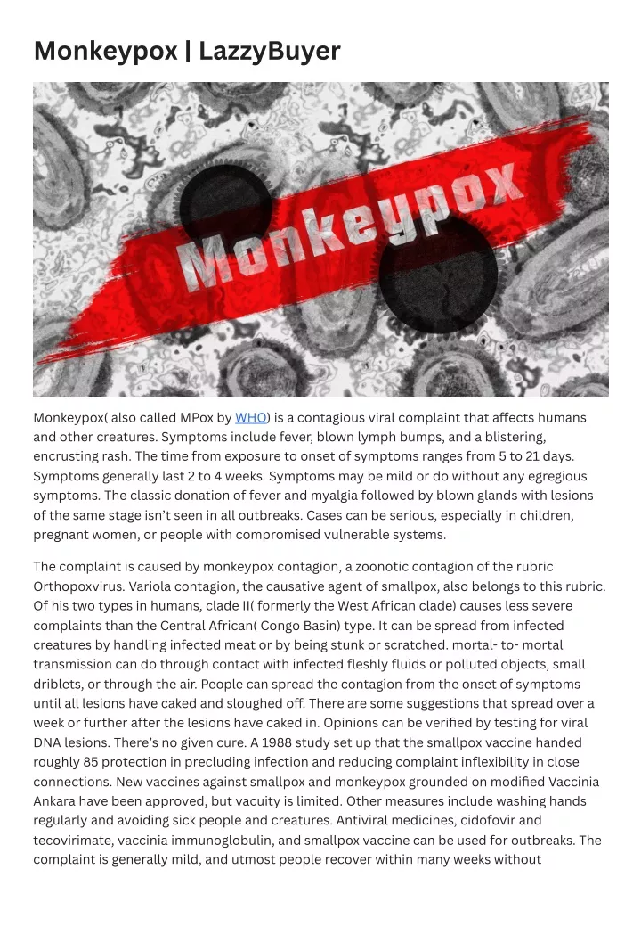 PPT - Monkeypox LazzyBuyer PowerPoint Presentation, free download - ID ...